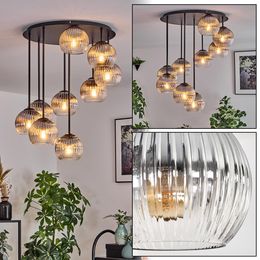 hofstein Koyoto Deckenleuchte Glas 15 cm Klar, Rauchfarben, 9-flammig