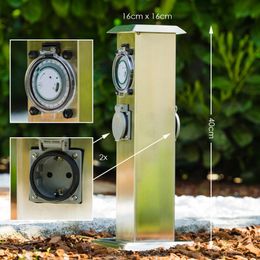 Globo Linden Verteilersteckdose Edelstahl, Grau