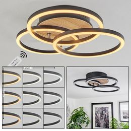 hofstein Xena Deckenleuchte LED Holzoptik, Schwarz, 1-flammig, Fernbedienung