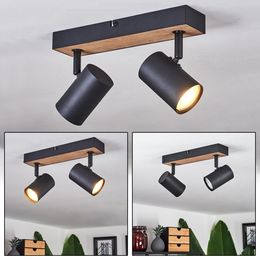 hofstein Javel Deckenleuchte Braun, Holzoptik, Schwarz, 2-flammig