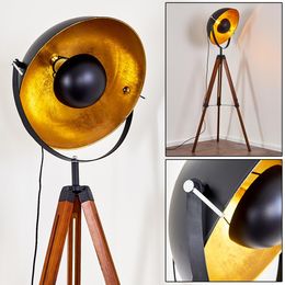 hofstein Jupiter Stehleuchte Braun, Holz dunkel, Schwarz, 1-flammig