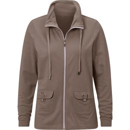 CR&Eacute;ATION L Damen Shirtjacke aus formstabiler Baumwolle taupe Gr&ouml;&szlig;e 38