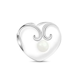 GNOCE Sterling Silber Herz Charm Perle | Gr.: onesize