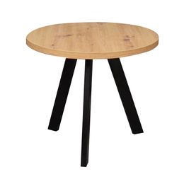 58 aufm Kessel COUCHTISCH Rund Elesa 1 60x51x60 Holzwerkstoff Schwarz/Asteiche | Gr.: onesize