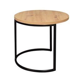 58 aufm Kessel COUCHTISCH Rund Elesa 2 60x51x60 Holzwerkstoff Schwarz/Asteiche | Gr.: onesize
