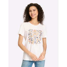 Heine Druck-Shirt in ecru-taubenblau-bedruckt | Gr.: 34