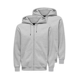 Only & Sons ONLY & SONS Sweatjacke / Hoodie Ceres in Hellgrau | Gr.: XXL
