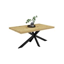 58 aufm Kessel ESSTISCH Elgin 2 210x80x100 Metall+Holzwerkstoff Schwarz/Wotan Eiche | Gr.: onesize