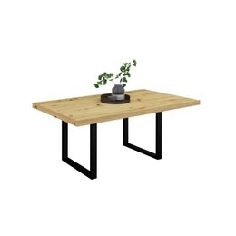 58 aufm Kessel ESSTISCH Elgin 3 175x80x100 Metall+Holzwerkstoff Schwarz/Wotan Eiche | Gr.: onesize