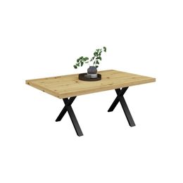 58 aufm Kessel ESSTISCH Elgin 4 210x80x100 Metall+Holzwerkstoff Schwarz/Asteiche | Gr.: onesize