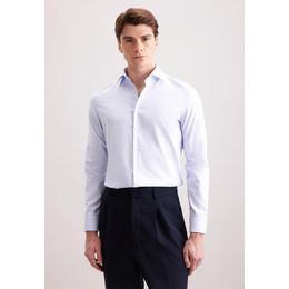 Businesshemd Seidensticker "Schwarze Rose", Herren, Gr. S (38), normale &Auml;rmell&auml;ngen, blau, 100% Baumwolle, Fischgratmuster, slim fit, 2-Knopf-Manschette, Hemden, Slim 1/1 Kentkragen Fischgrat