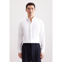 Businesshemd Seidensticker "Schwarze Rose", Herren, Gr. S (38), normale &Auml;rmell&auml;ngen, wei&szlig;, 100% Baumwolle, Fischgratmuster, slim fit, 2-Knopf-Manschette, Hemden, Slim 1/1 Kentkragen Fischgrat