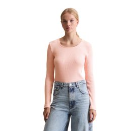 Marc O'Polo Langarmshirt MARC O'POLO DENIM "aus Rippjersey", Damen, Gr. L, rose powder, Obermaterial: 100% Baumwolle, unifarben, slim fit, Rundhals, Shirts Langarmshirt