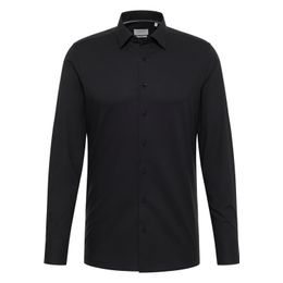 Langarmhemd Eterna "SLIM FIT", Herren, Gr. 46, Normalgr&ouml;&szlig;en, schwarz, 100% Baumwolle, schmal, Manschette, Hemden, NON IRON (b&uuml;gelfrei)