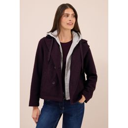 Outdoorjacke Cecil, Damen, Gr. XL (44), schwarz plum, Stoff, Obermaterial: 100% Polyester; Inlay und Kapuze: 80% Baumwolle, 20% Polyester, unifarben, normal normal, ohne Ausschnitt, abgesteppt, Jacken Outdoorjacke, mit abnehmbarer Kapuze