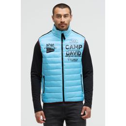 Steppweste CAMP DAVID, Herren, Gr. 3XL, blau (power blau), Material: 100% Polyester, Futter: 100% Polyester, Füllung: 100% Polyester, bedruckt, regular fit normal, Westen, mit Windfangleiste