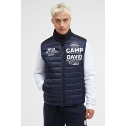 Steppweste CAMP DAVID, Herren, Gr. 3XL, blau, Material: 100% Polyester, Futter: 100% Polyester, F&uuml;llung: 100% Polyester, bedruckt, regular fit normal, Westen Steppweste, mit Windfangleiste