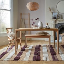 FLAIR RUGS Teppich »Medina Blocks, mit abstrakten Linien« rechteckig 22 mm Höhe aus Jute/-und Wollmischung, mit Hoch-Tief-Struktur, gemustert lila...