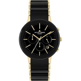 Jacques Lemans Keramikuhr &raquo;Dublin&laquo; Quarzuhr, Armbanduhr, Herrenuhr, Keramik, analog, Tag, Stoppfunktion schwarz Attraktive Armbanduhr