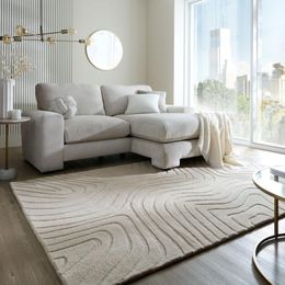 FLAIR RUGS Wollteppich &raquo;Mesmerise, abstrakt&laquo; rechteckig 14 mm H&ouml;he Wollteppich mit Hoch-Tief Effekt beige Wolle