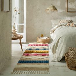 FLAIR RUGS Läufer »Medina, mit abstraktem Streifenmuster« rechteckig 12 mm Höhe Boho-Look, aus Naturfasern wie Wolle & Jute, Teppichläufer bunt...