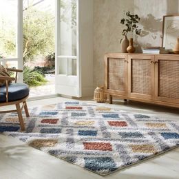 FLAIR RUGS Hochflor-Teppich &raquo;Sketch, mit geometrischem Design&laquo; rechteckig 30 mm H&ouml;he Shaggy Hoch-Flor, gemustert bunt Obermaterial: 100%...