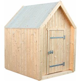 Plus Spielhaus &raquo;Classic - 144&times;124 cm - unbehandelt - inkl. Dachpappe/Aluminiumleisten&laquo; Made in Europe, FSC - sch&uuml;tzt Wald beige Holz