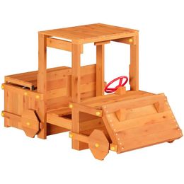Fungoo Spielturm »Garden Buggy, Spielgerät mit kreativem Autokofferraum und Holzdach« Made in Europe, FSC - schützt Wald Teak