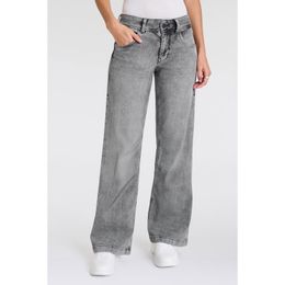 Herrlicher Damen Bootcut-Jeans &raquo;Edna Denim Brushed&laquo; mit markanten Taschenabn&auml;hern hinten grau 26, L&auml;nge 34