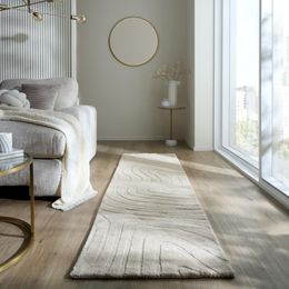 FLAIR RUGS Wollteppich &raquo;Mesmerise, abstrakt&laquo; rechteckig 14 mm H&ouml;he Wollteppich mit Hoch-Tief Effekt beige Wolle