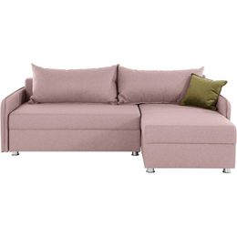Collection AB Ecksofa &raquo;Sunny L-Form&laquo; inkl. Bettfunktion und Bettkasten rosa 100% Polyester