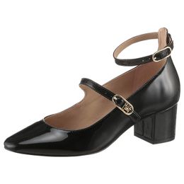 Tommy Hilfiger Spangenpumps »PUMP DOUBLE STRAP PATENT LEATHER«, Blockabsatz, Abendschuh, Partyschuh, TH-Schmuckelement, schmale Form schwarz 40 40...