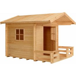 Plus Spielhaus »182×161 cm + 72 cm Terrasse - unbehandelt - inkl. Dachpappe« Made in Europe, FSC - schützt Wald natur