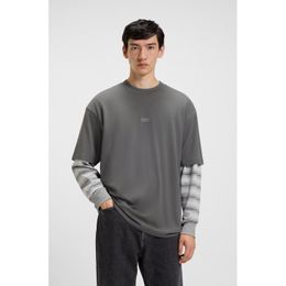 Hugo Blue Jungen HUGO Blue T-Shirt &raquo;Nalono&laquo; mit Logodruck, Oversized Look mit Backprint grau XL