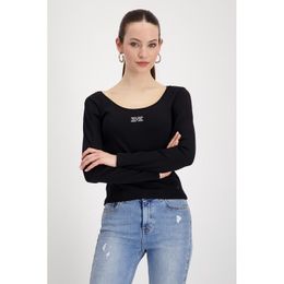 monari Langarmshirt &raquo;Shirt Rippe Schmuck&laquo; Mit weitem Rundhalsausschnitt schwarz 42 42 Langarmshirt von monari