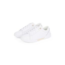 Tommy Hilfiger Plateausneaker »CHIC COURT SNEAKER«, Freizeitschuh, Halbschuh, Schnürschuh, goldfarbenes Schmuckelement weiß 41 41 Schnürer mit...