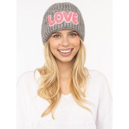 Zwillingsherz Beanie »"Love Label"« mit LOVE-Schriftzug und Wollanteil grey