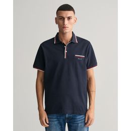 Gant Poloshirt »2-COL TIPPING SS PIQUE POLO« mit Randstreifen in 2 Farben am Kragen und Ärmel evening blue L L Praktische 3-Knopf-Form und...