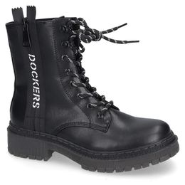 Dockers by Gerli Schnürstiefel Biker Boots, Plateau Stiefel mit modischem Textilband schwarz 40 40 Schnürstiefel mit coolem Außenreißverschluss und...