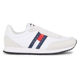 Tommy Jeans Sneaker »TJM RUNNER CASUAL ESS«, Freizeitschuh, Halbschuh, Schnürschuh mit seitlicher Logoflagge weiß 41 41 Lässiger Keilsneaker mit...