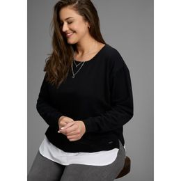 Laura Scott Curve Damen Laura Scott CURVE Sweatshirt, mit gepflegtem Bluseneinsatz - GROSSE GR&Ouml;SSE 44/46