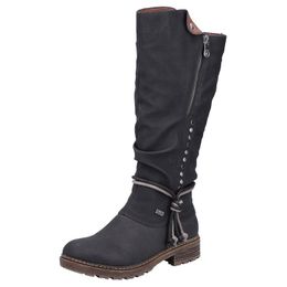Rieker Winterstiefel, Langschaftstiefel, Blockabsatz, TEX-Membran, Nieten und Kordel schwarz 42 42 Mit TEX, dadurch wasserabweisend, winddicht und...