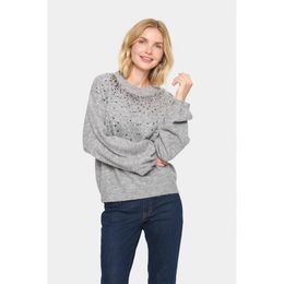Saint Tropez Damen Strickpullover &raquo;BarbelSZ Pullover&laquo; mit Pailletten grau S (36)
