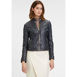 Mauritius Lederjacke »GWFjella« mit Reißverschluss, kleiner Stehkragen, Ziernähte dark blue XL