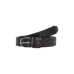 Calvin Klein Ledergürtel »CK METAL ROUND BUCKLE 2.5_BRAID« mit Rautenstruktur Black