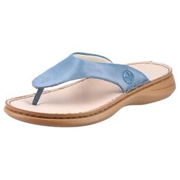 Rieker Zehentrenner, Sommerschuh, Schlappen mit Zehensteg jeansblau 38 (5) 38 (5) Zehentrenner aus softem Lederimitat