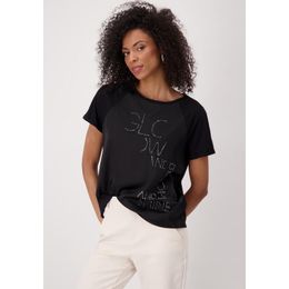 monari Schlupfbluse mit Glitzernieten schwarz 46 46 Blusenshirt mit Schriftzug aus Glitzersteinchen von monari