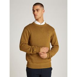 Tommy Hilfiger Strickpullover »CHUNKY COTTON C NECK« mit Logosrickerei Country Brown M M Pullover von Tommy Hilfiger
