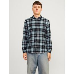 Jack & Jones JACK & JONES Langarmhemd »JJJOSHUA FALL FLANNEL SHIRT LS« Goblin Blue XXL - N-Gr N-Gr XXL Cooles Hemd von Jack & Jones