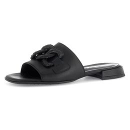 Gabor Pantolette &raquo;YORK&laquo;, Blockabsatz, Sommerschuh, Komfortschuh mit Weite G (=weit) schwarz 44 44 Pantolette mit gro&szlig;er Zierkette in Bastoptik auf...